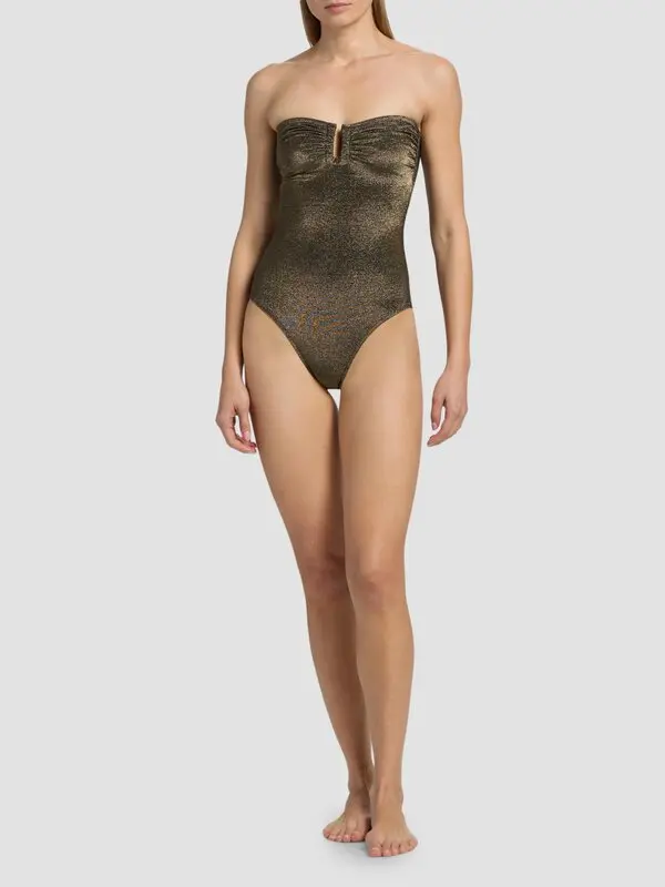 Ulla Johnson Monterey Metallic Strapless One-piece Swimsuit
