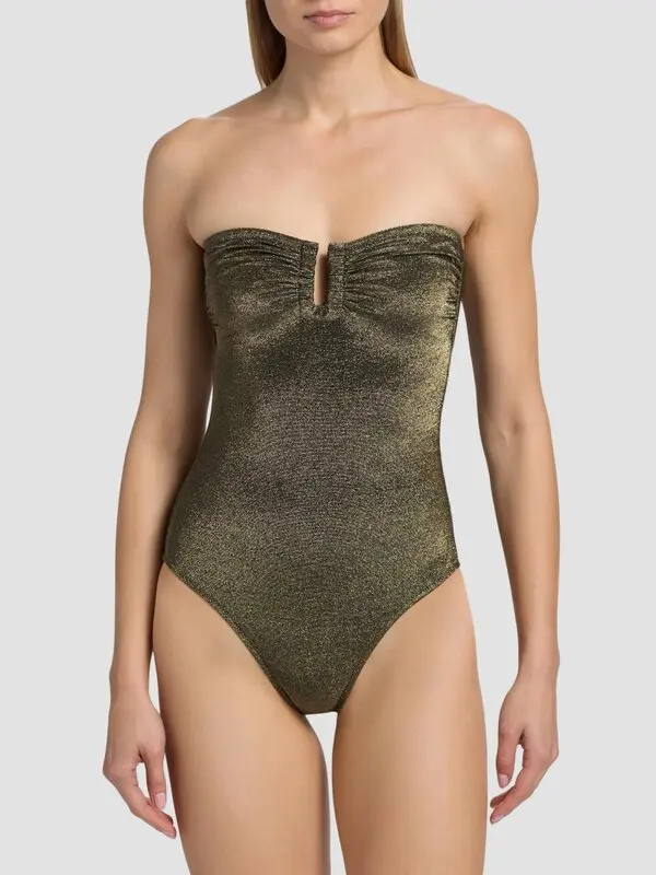 Ulla Johnson Monterey Metallic Strapless One-piece Swimsuit