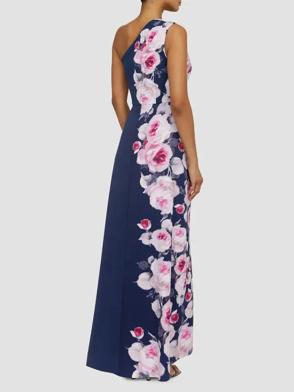 KAY UNGER Carissa Floral One-shoulder Gown