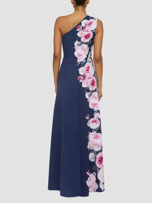 KAY UNGER Carissa Floral One-shoulder Gown