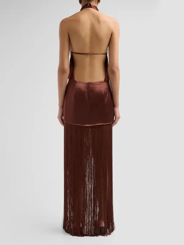 Retrofete Cyrelle Cowl Fringe Dress