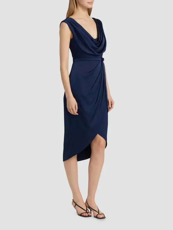 Theia Stephanie Satin Wrap Cocktail Dress