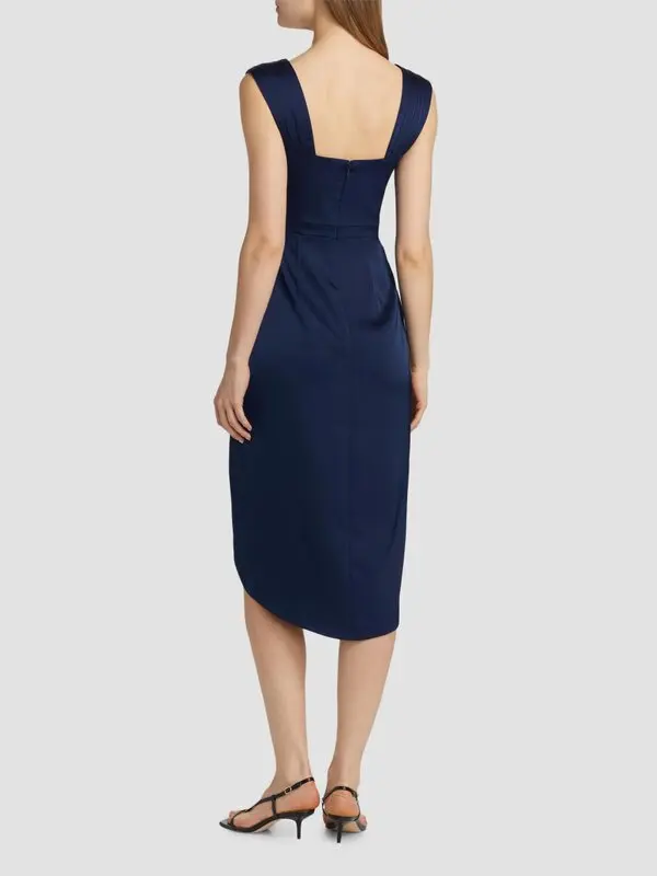 Theia Stephanie Satin Wrap Cocktail Dress