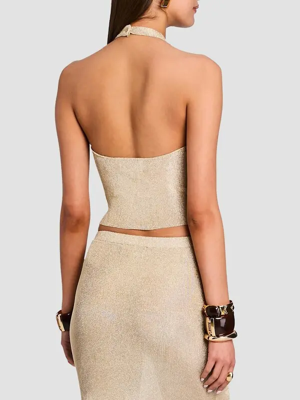 SEROYA Minnie Metallic Knit Halterneck Top