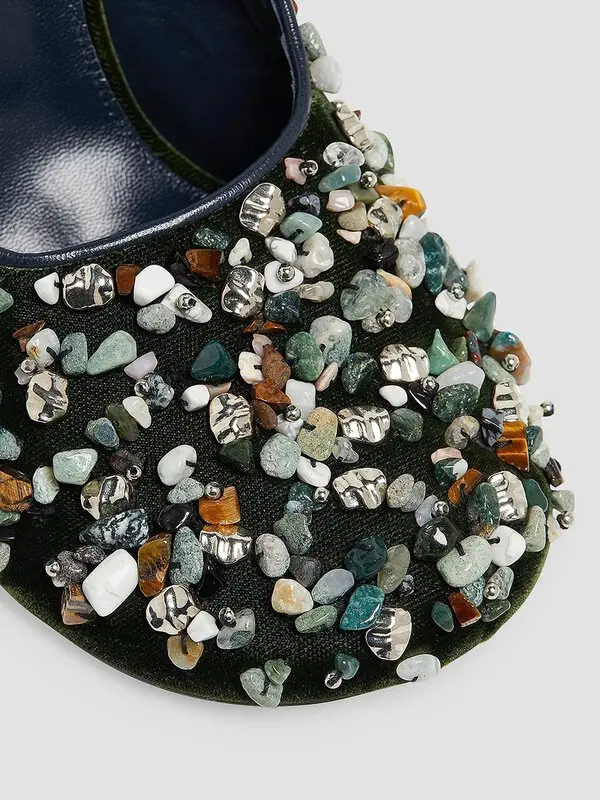 Dries Van Noten 90mm Stone-embellished Velvet Mules