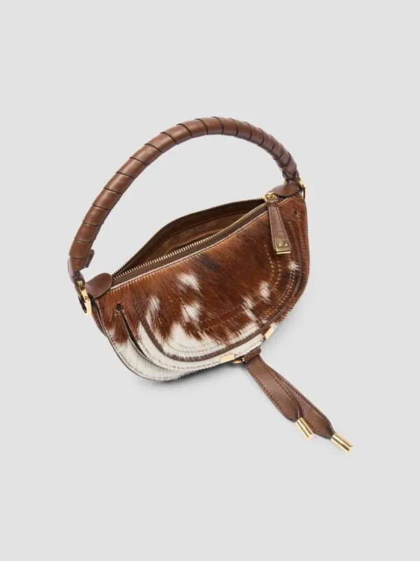 Chloé Marcie Small Calf Hair Shoulder Bag - Chocolate