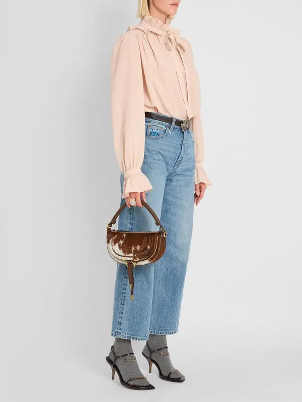 Chloé Marcie Small Calf Hair Shoulder Bag - Chocolate