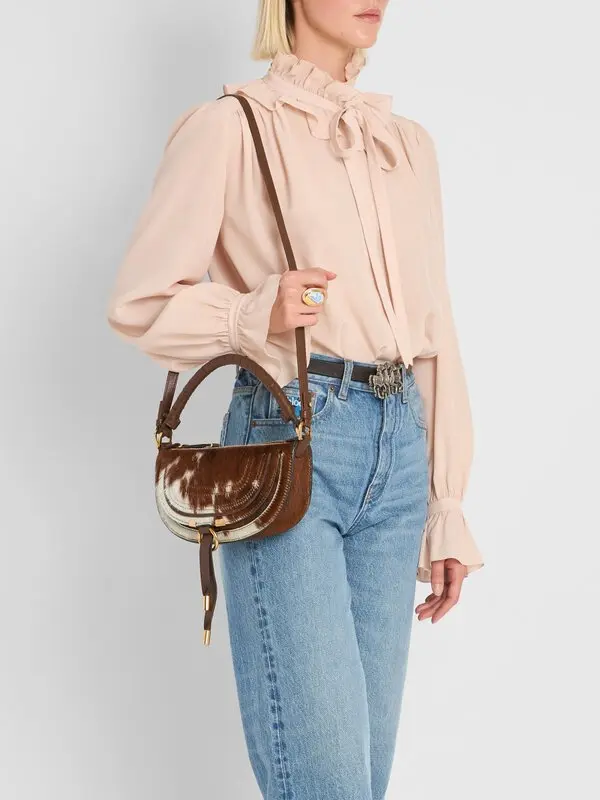 Chloé Marcie Small Calf Hair Shoulder Bag - Chocolate