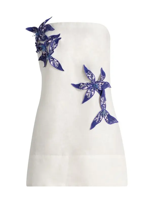 AMUR Azara Linen-silk Strapless Minidress