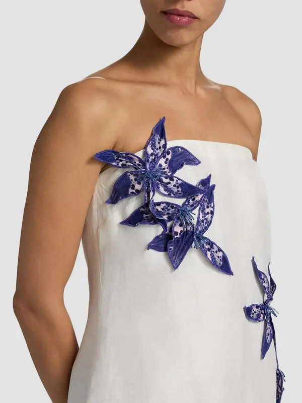 AMUR Azara Linen-silk Strapless Minidress