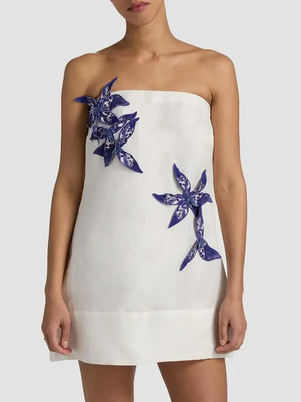 AMUR Azara Linen-silk Strapless Minidress