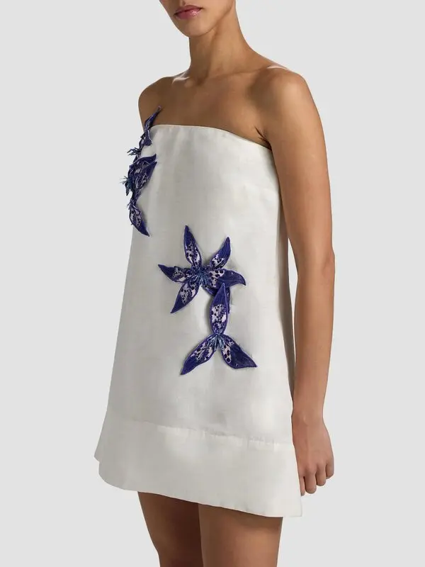 AMUR Azara Linen-silk Strapless Minidress