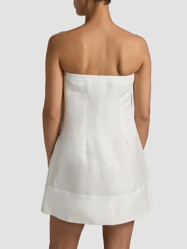 AMUR Azara Linen-silk Strapless Minidress