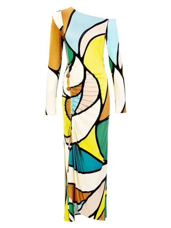 Silvia Tcherassi Ilana Absract Jersey Maxi Gown - Abstract Print