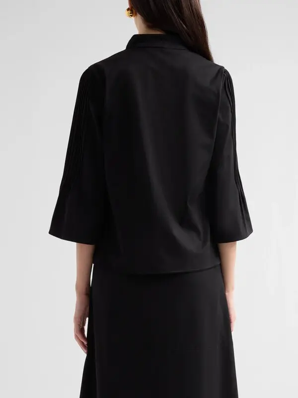 Ming Wang Flare-sleeve Faux Suede Blouse