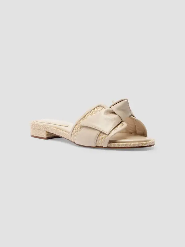 ALEXANDRE BIRMAN Maxi Clarita Leather-raffia Flats