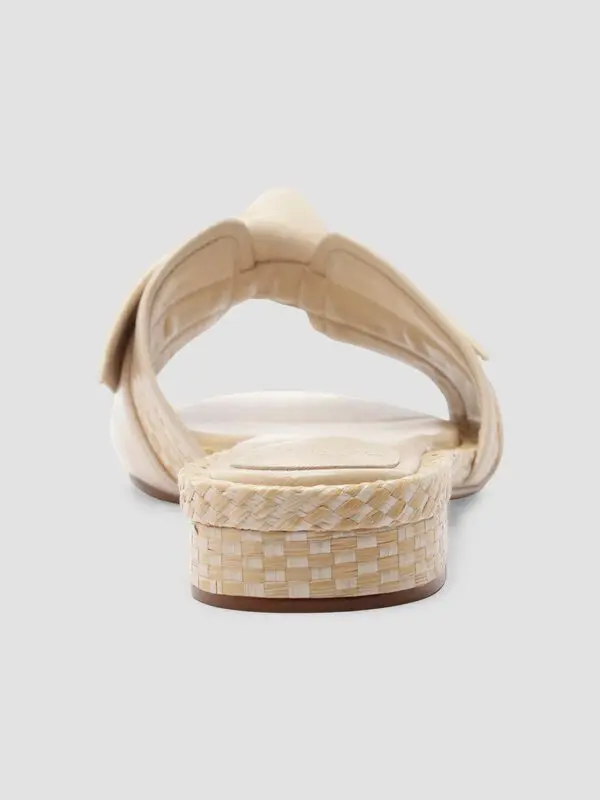 ALEXANDRE BIRMAN Maxi Clarita Leather-raffia Flats