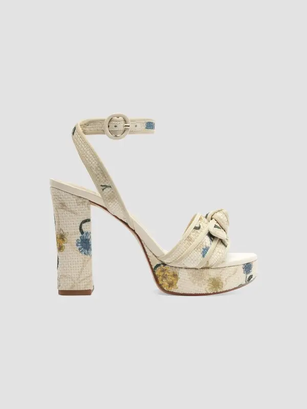 ALEXANDRE BIRMAN Grosgrain Raffia Platform 120mm Floral Sandals