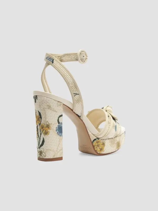 ALEXANDRE BIRMAN Grosgrain Raffia Platform 120mm Floral Sandals