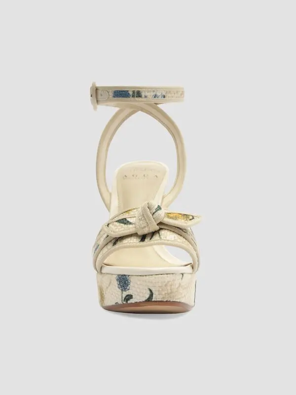 ALEXANDRE BIRMAN Grosgrain Raffia Platform 120mm Floral Sandals