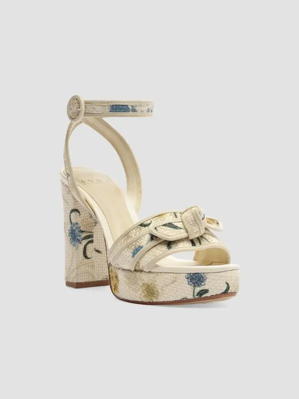 ALEXANDRE BIRMAN Grosgrain Raffia Platform 120mm Floral Sandals