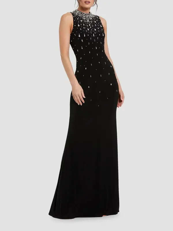 Mac Duggal Beaded Stretch Jersey Gown