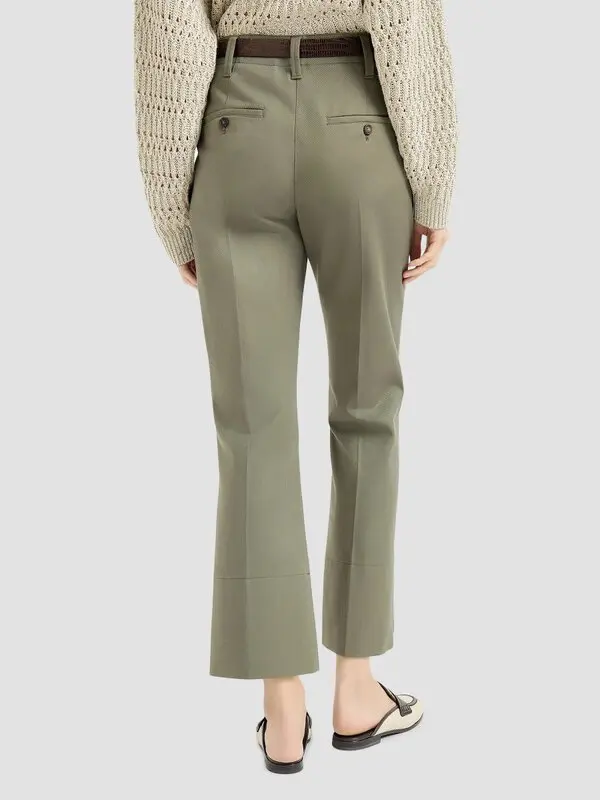Brunello Cucinelli Stretch Cotton Cover Kickflare Cigarette Trousers
