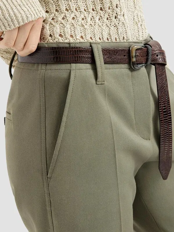 Brunello Cucinelli Stretch Cotton Cover Kickflare Cigarette Trousers