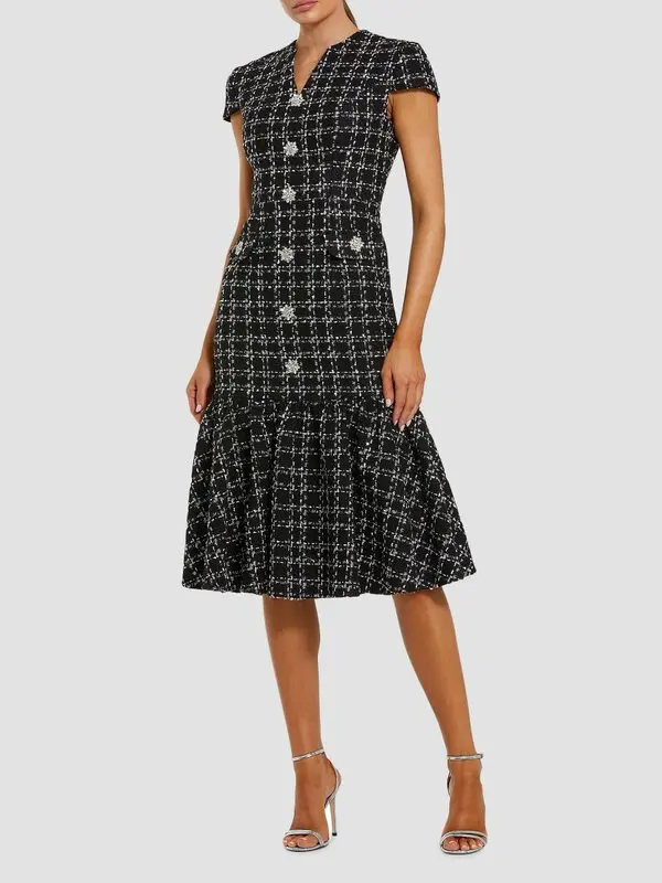 Mac Duggal Boucle Tweed Midi-dress