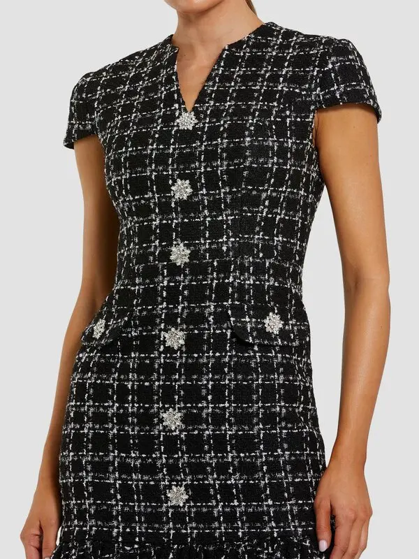 Mac Duggal Boucle Tweed Midi-dress