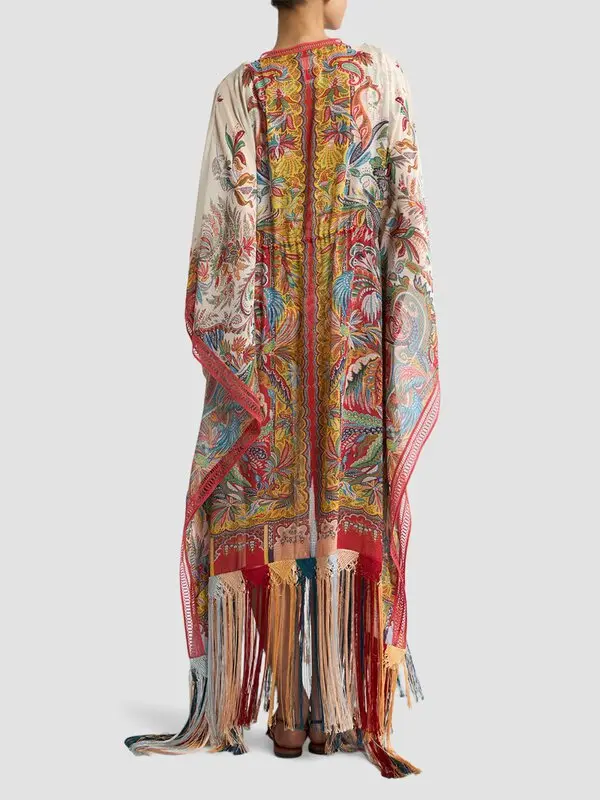 Etro Multicolor Fringe-trim Caftan Cover-up