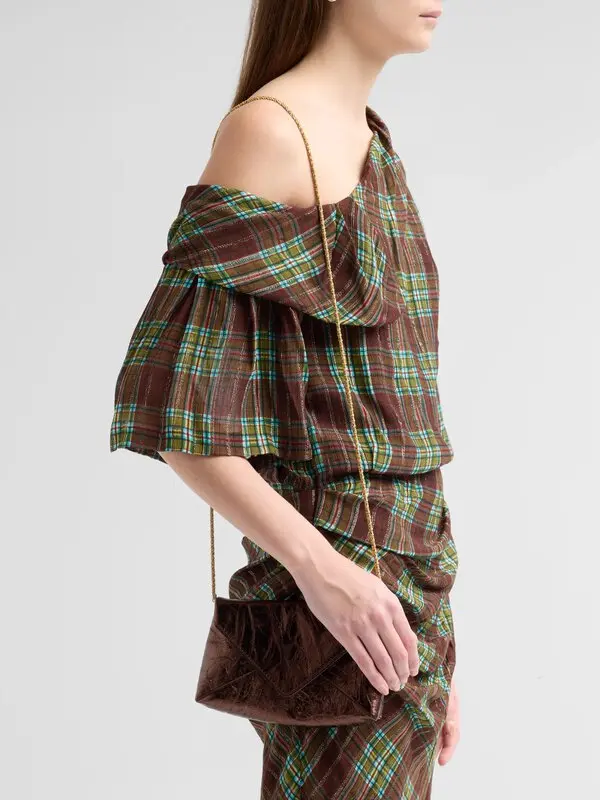 Dries Van Noten Small Crinkled Leather Envelope Bag