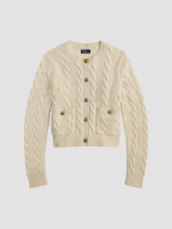 Polo Ralph Lauren Cable-knit Wool-cashmere Crop Cardigan