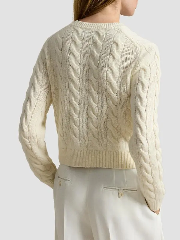 Polo Ralph Lauren Cable-knit Wool-cashmere Crop Cardigan