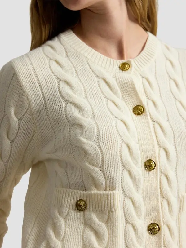 Polo Ralph Lauren Cable-knit Wool-cashmere Crop Cardigan