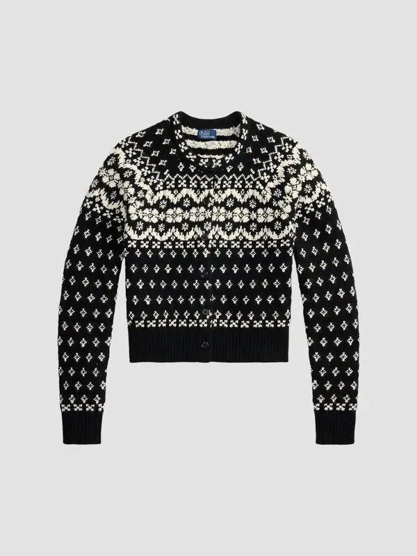 Polo Ralph Lauren Fair Isle-style Wool-blend Cardigan - Black