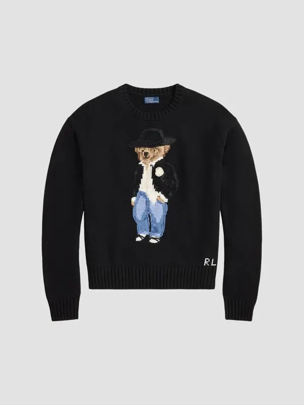 Polo Ralph Lauren Holiday Polo Bear Motif Cotton Sweater - Black