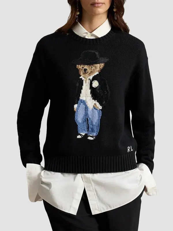 Polo Ralph Lauren Holiday Polo Bear Motif Cotton Sweater