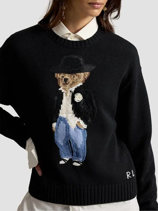 Polo Ralph Lauren Holiday Polo Bear Motif Cotton Sweater