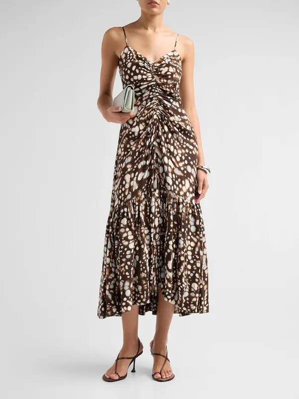 A.L.C. Lindsey Gathered Speckled Midi Dress