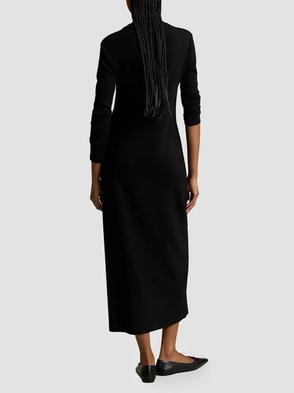 Polo Ralph Lauren Wool-blend Rib-knit Henley Midi Dress