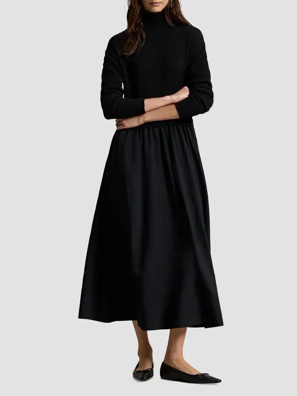 Polo Ralph Lauren Wool Crepe A-line Midi Dress