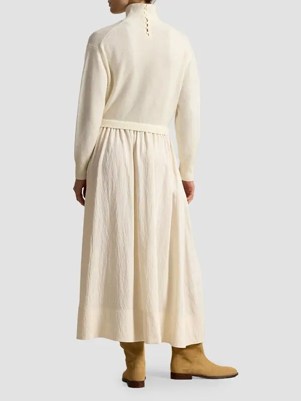 Polo Ralph Lauren Wool & Crepe Maxi Dress