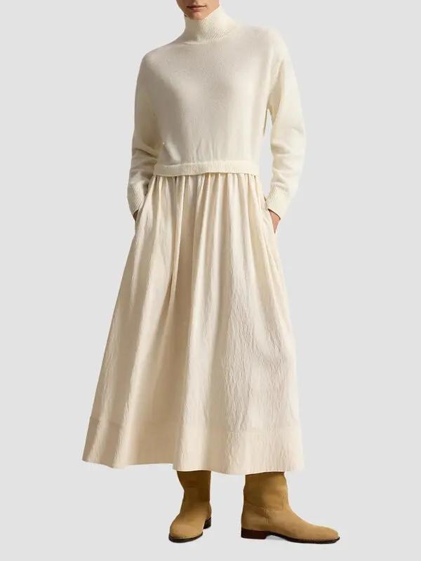 Polo Ralph Lauren Wool & Crepe Maxi Dress