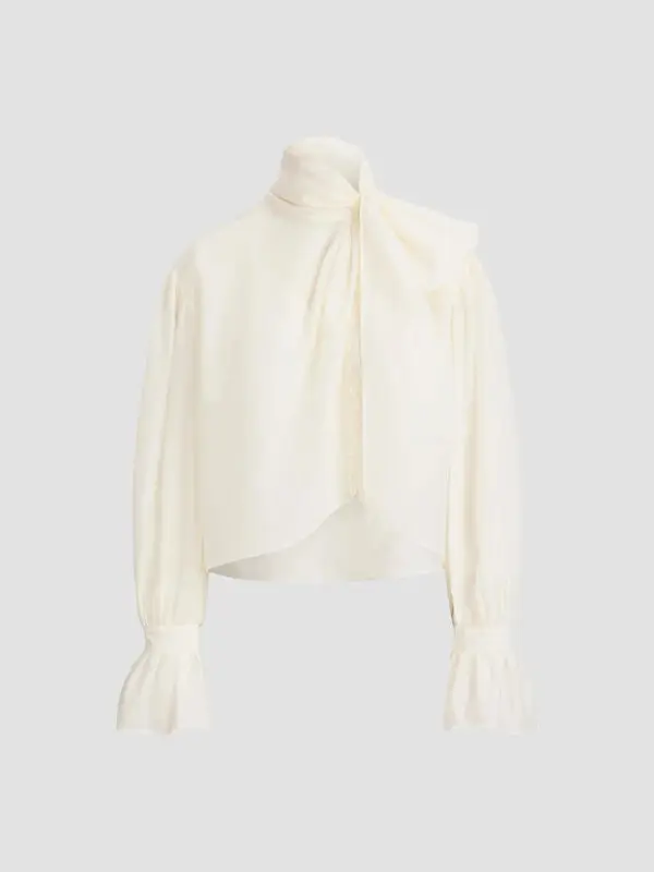 Polo Ralph Lauren Tiieneck Cotton-silk Organdy Shirt - White