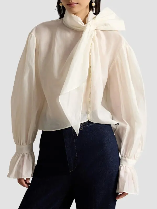 Polo Ralph Lauren Tiieneck Cotton-silk Organdy Shirt