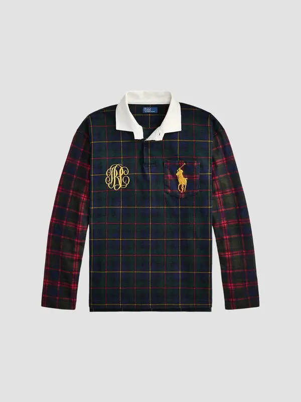 Polo Ralph Lauren Logo Plaid Cotton Rugby Shirt
