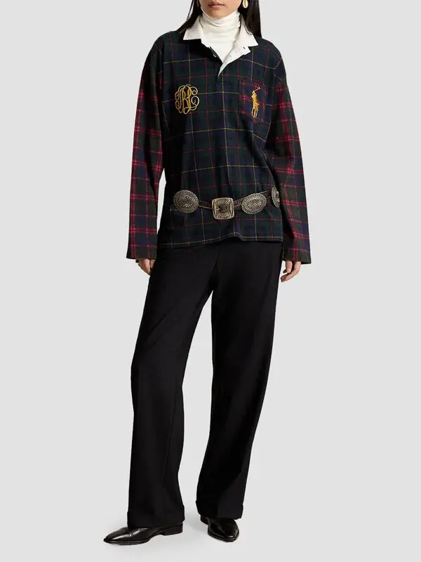 Polo Ralph Lauren Logo Plaid Cotton Rugby Shirt