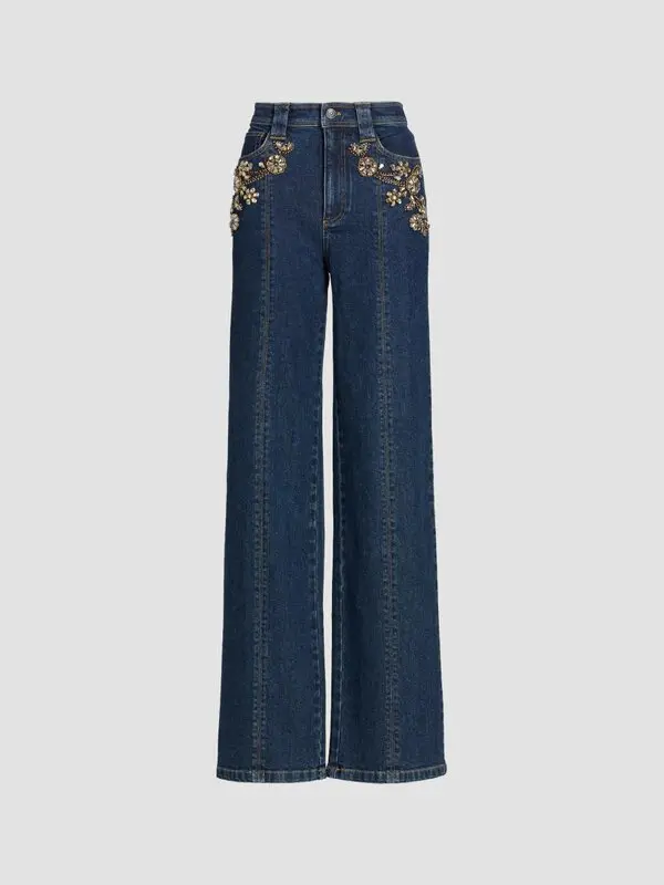 Cinq À Sept Cami Crystal Ivy-embellished High-rise Straight-leg Jeans