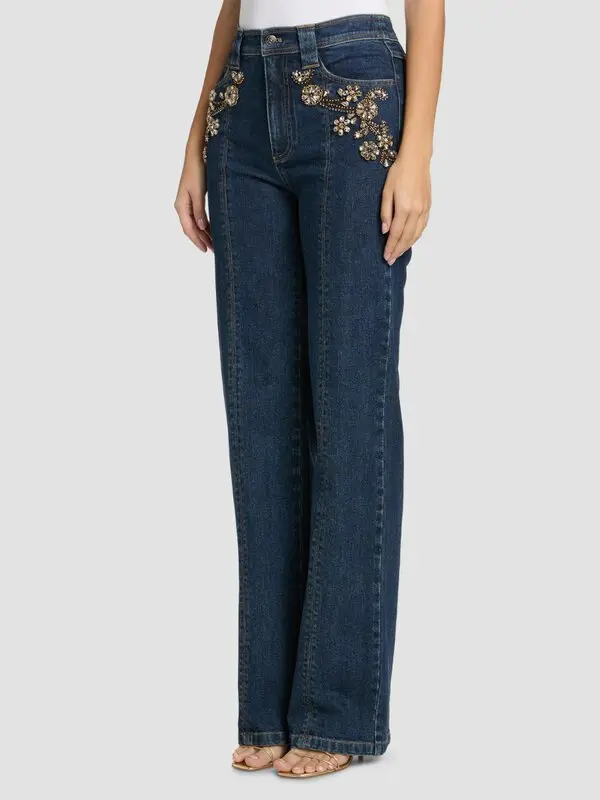 Cinq À Sept Cami Crystal Ivy-embellished High-rise Straight-leg Jeans